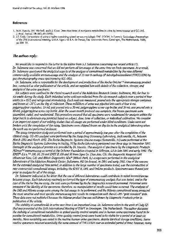 (PDF) Marijuana Detection Times: Does the Methodology Validate the Conclusions?