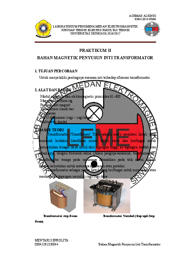 (DOC) BAHAN MAGNETIK PENYUSUN INTI TRANSFORMATOR - Achmad Alkindi