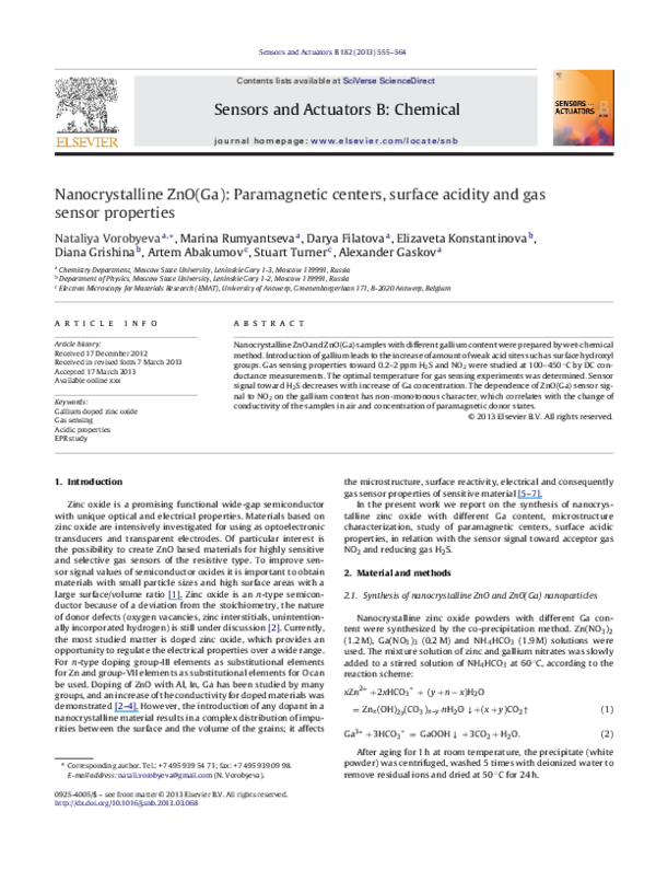 (PDF) Nanocrystalline ZnO(Ga): Paramagnetic centers, surface acidity ...