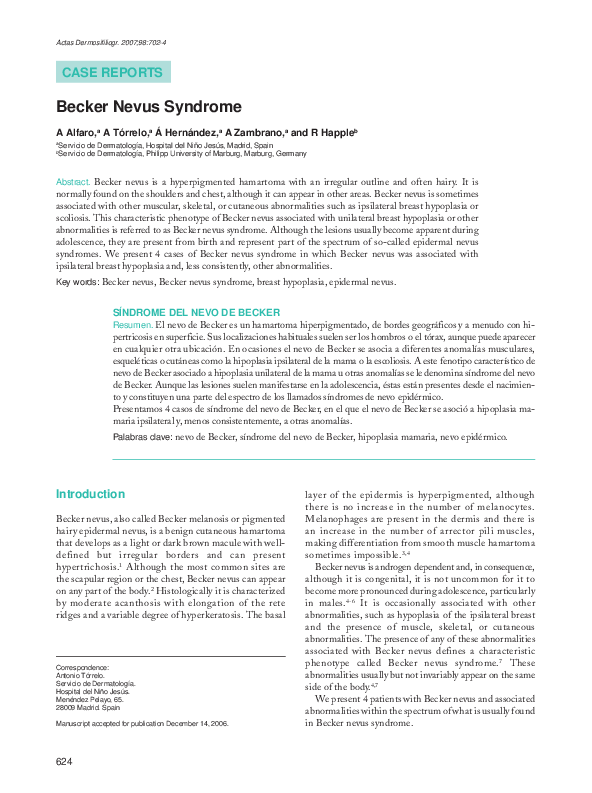 (PDF) Becker Nevus Syndrome