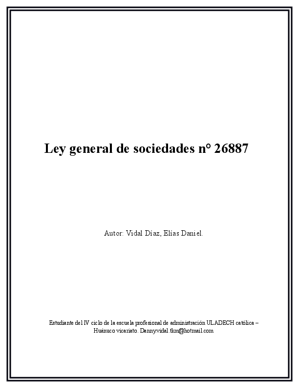 Ley General de Sociedades N° 26887