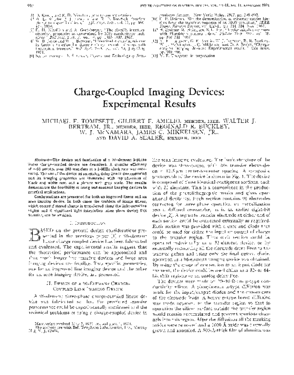 (PDF) Charge-coupled imaging devices: Experimental results