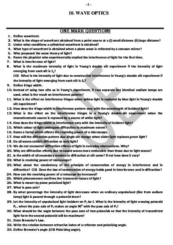 (PDF) ONE MARK QUESTIONS