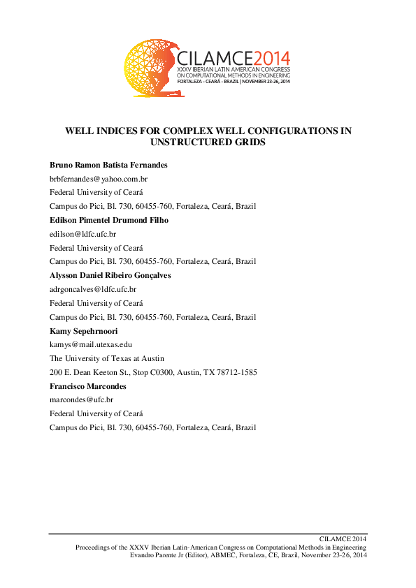(PDF) Well Indices for Complex Well Configurations in Unstructured Grids