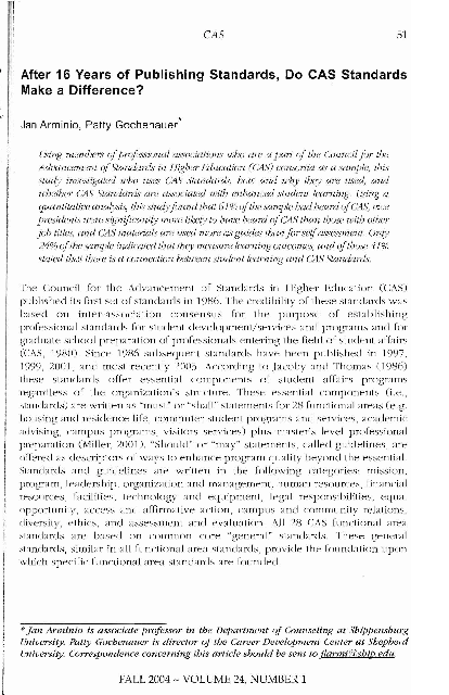 (PDF) After 16 Years of Publishing Standards, Do CAS Standards Make a ...