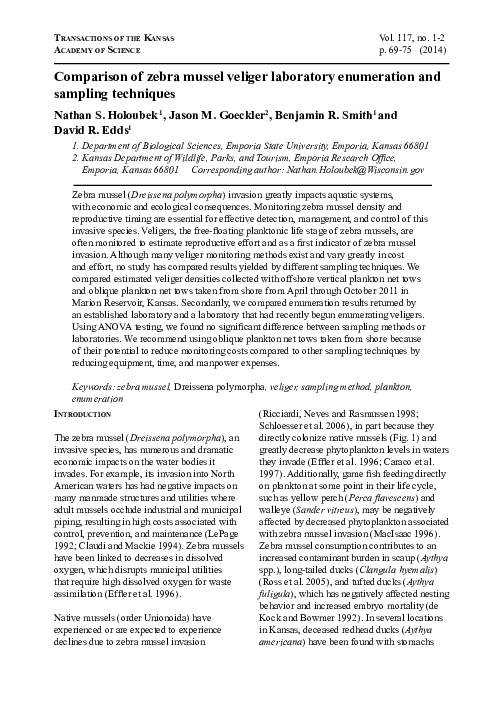 (PDF) Comparison of Zebra Mussel Veliger Laboratory Enumeration and ...