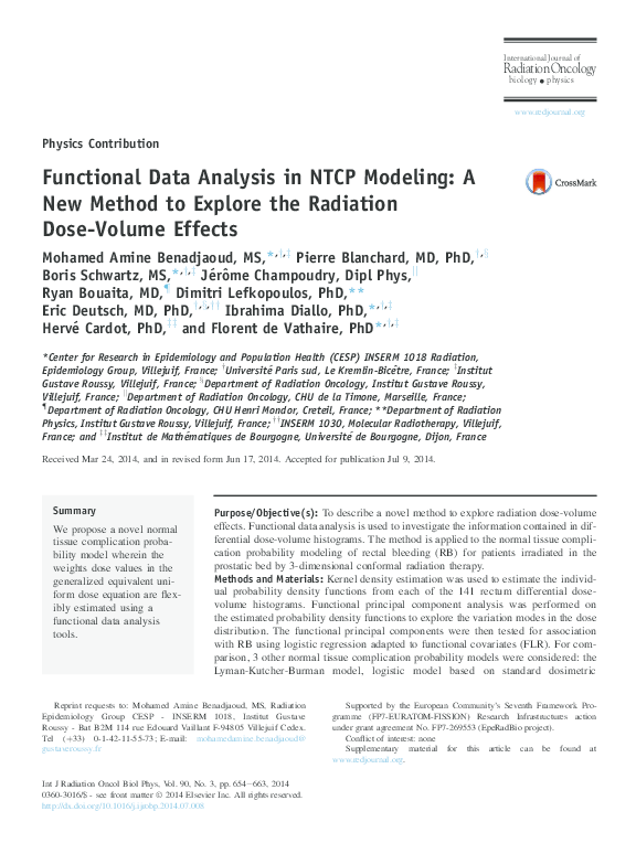 (PDF) Functional Data Analysis in NTCP Modeling: A New Method to Explore the Radiation Dose ...