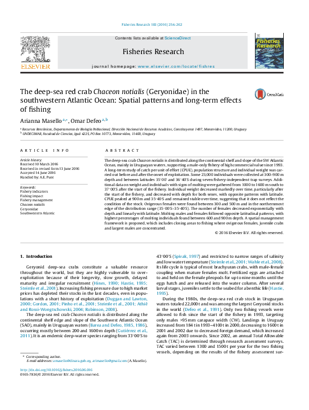 (PDF) The deep-sea red crab Chaceon notialis (Geryonidae) in the ...