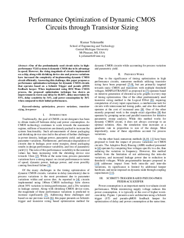 (PDF) Performance Optimization of Dynamic CMOS Circuits through Transistor Sizing