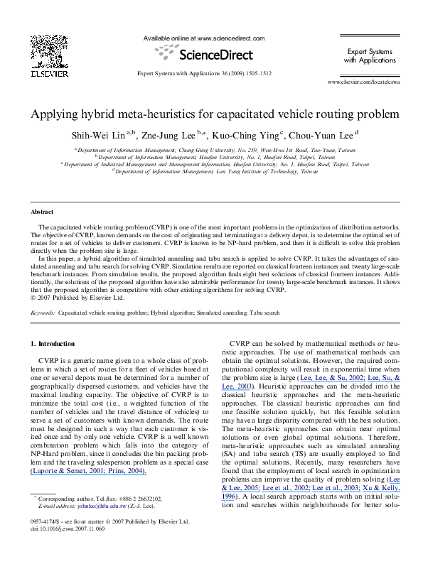 Pdf Hybrid Meta Heuristics For Vehicle Routing