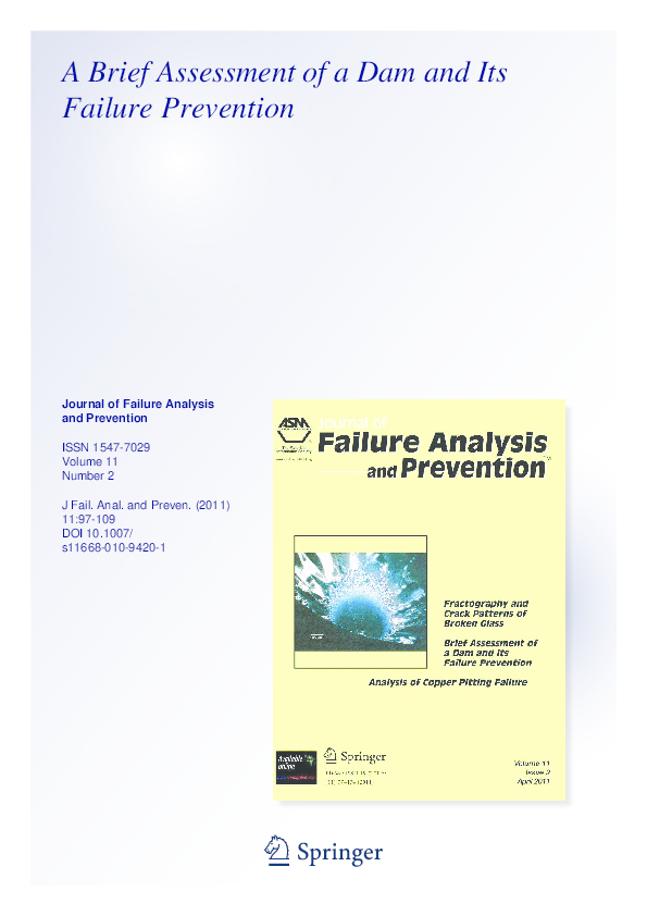 (PDF) A Brief Assessment of a Dam and Its Failure Prevention