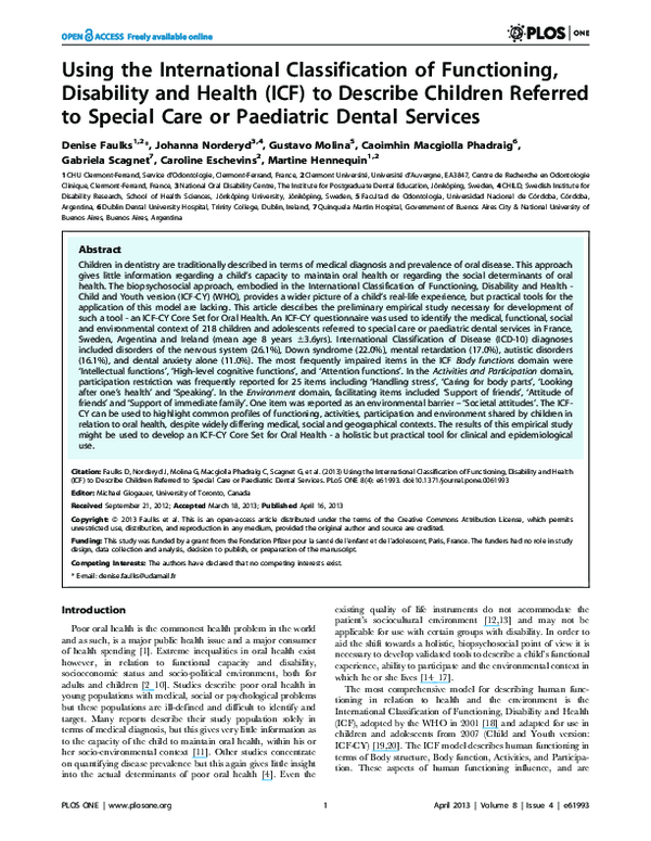 (PDF) Using the International Classification of Functioning, Disability ...
