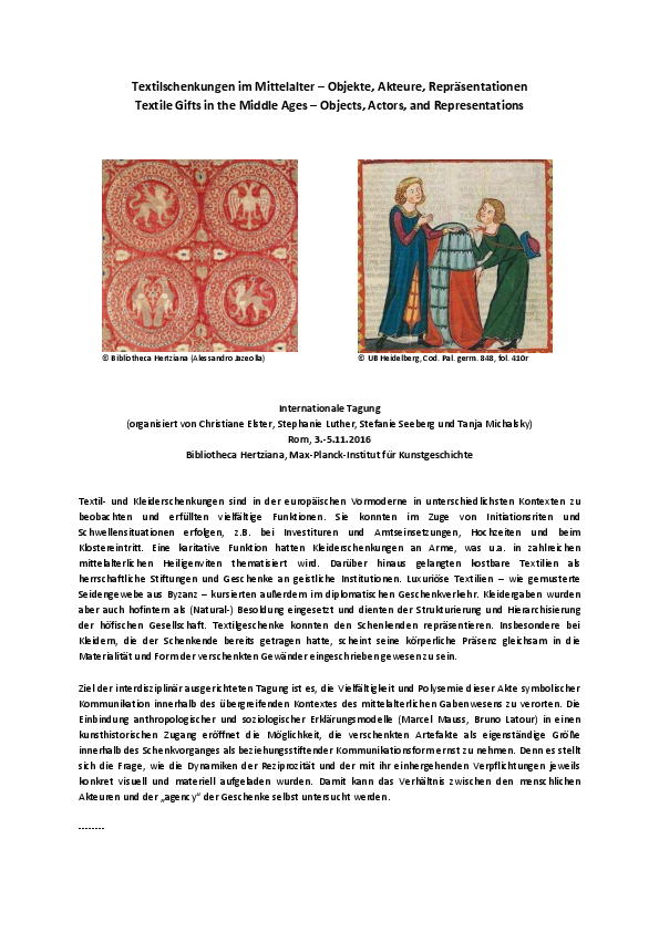(PDF) Textile Gifts in the Middle Ages - Objects, Actors, and ...