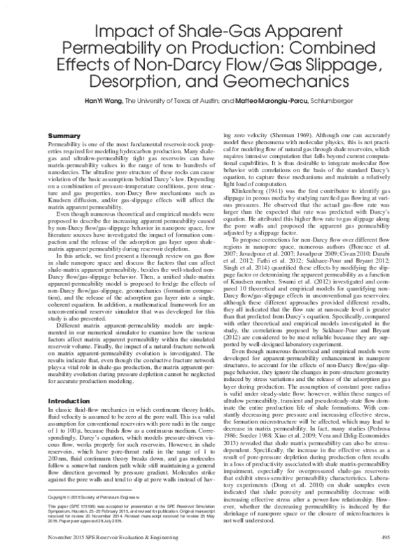 (PDF) Impact of Shale Gas Apparent Permeability on Production: Combined ...