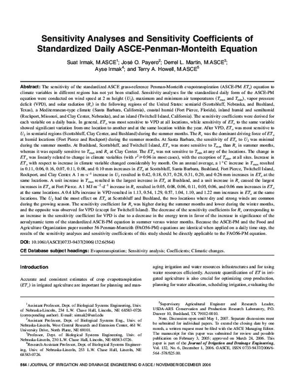(PDF) Sensitivity Analyses and Sensitivity Coefficients of Standardized ...