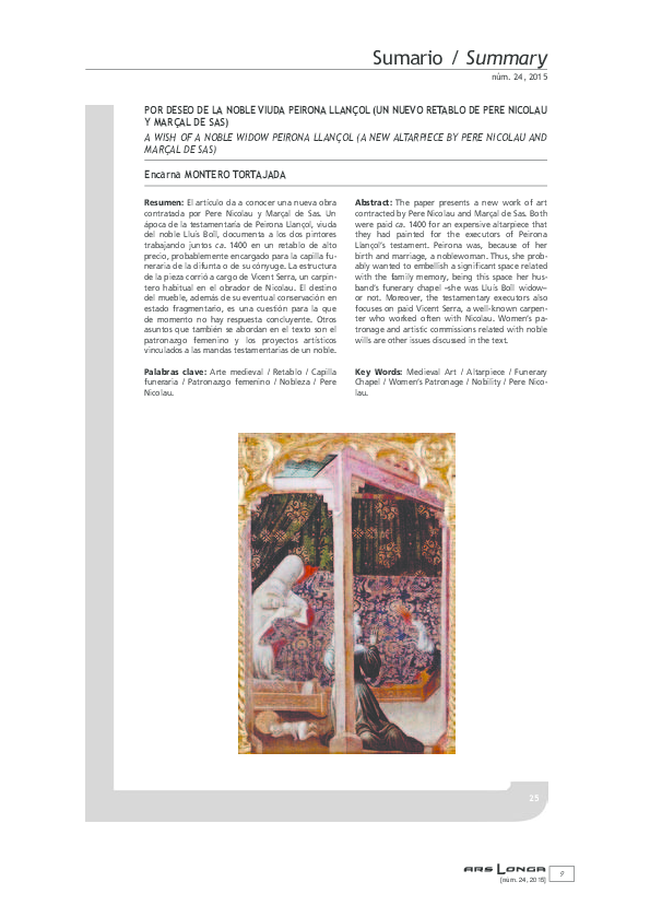 (PDF) Por deseo de la noble viuda Peirona Llançol (un nuevo retablo de ...