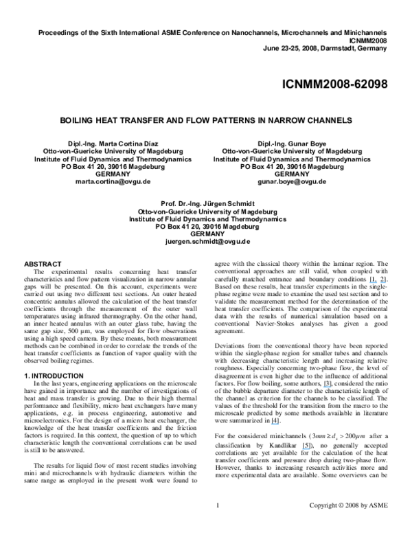 (PDF) Boiling Heat Transfer and Flow Patterns in Narrow Channels