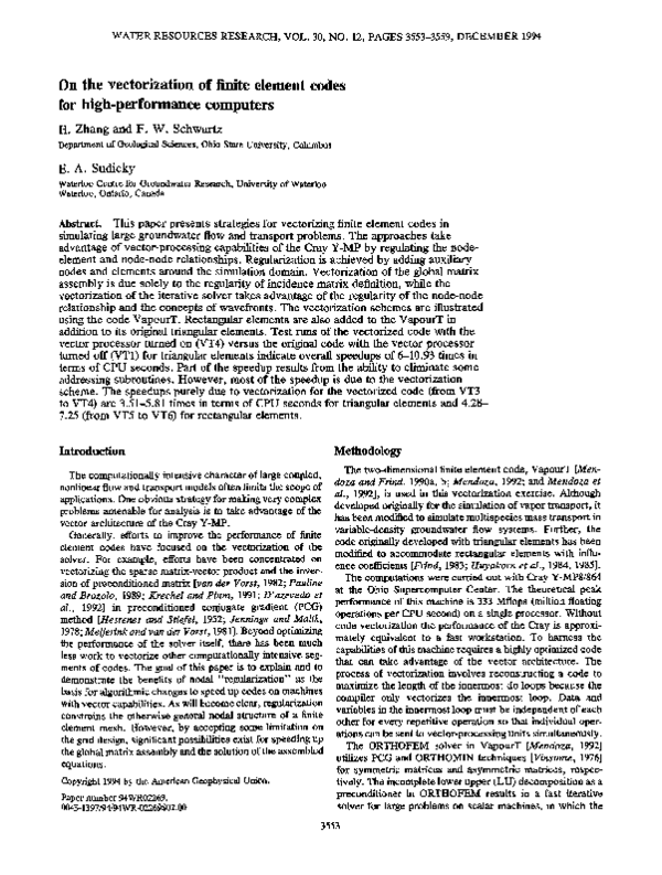 (PDF) On the vectorization of finite element codes for high-performance computers
