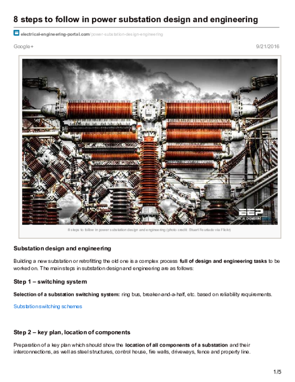 (PDF) Steps to follow in power substation design and engineering