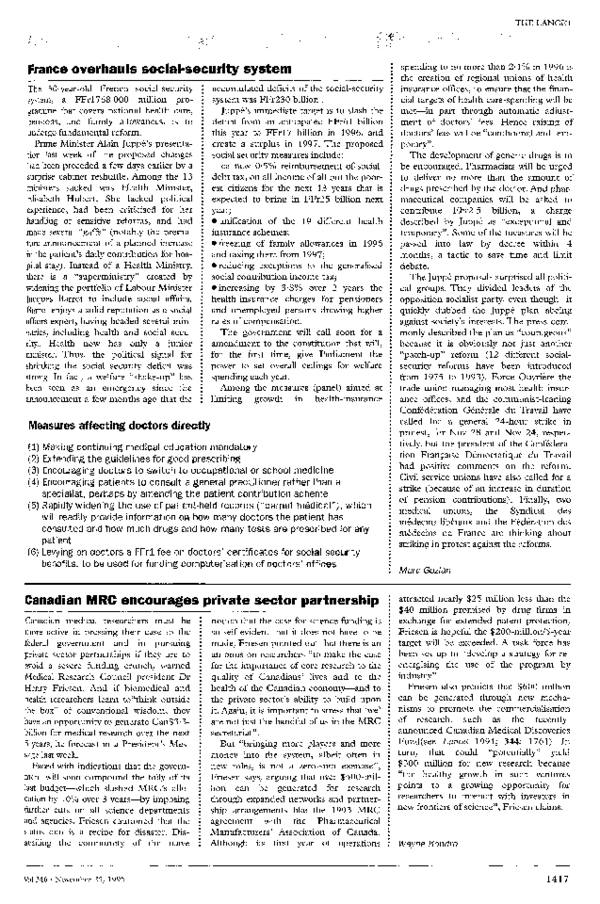 (PDF) France overhauls social-security system