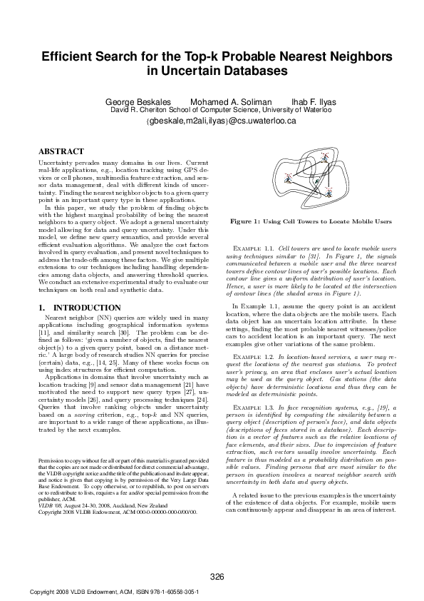 (PDF) Efficient search for the top-k probable nearest neighbors in uncertain databases