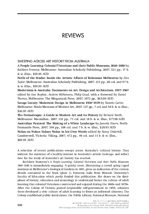 (PDF) SWEEPING ACROSS ART HISTORY FROM AUSTRALIA by Kathleen Fennessy ...