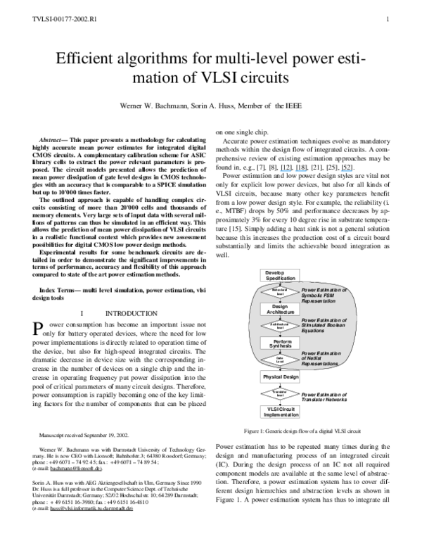 Pdf Efficient Algorithms For Multilevel Power Estimation Of Vlsi Circuits
