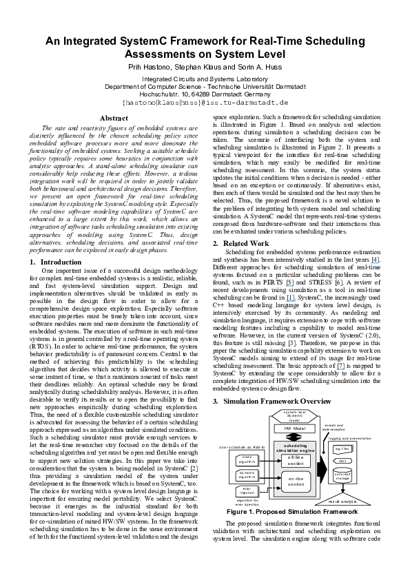 (PDF) An Integrated SystemC Framework for Real-Time Scheduling Assessments on System Level ...