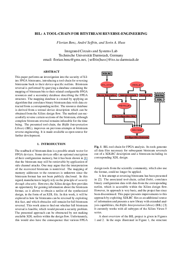 (PDF) Bil: A tool-chain for bitstream reverse-engineering