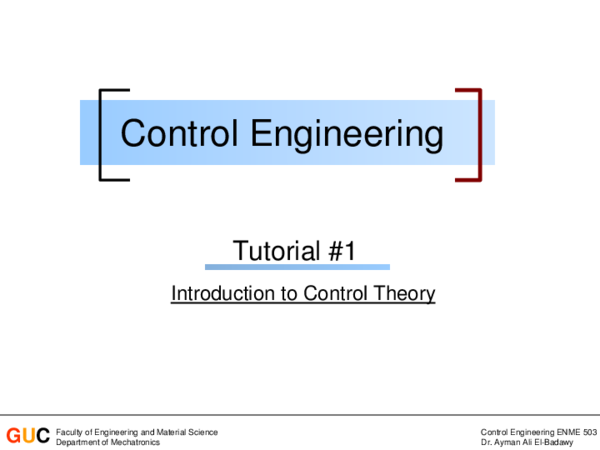 (PDF) Control Engineering Tutorial