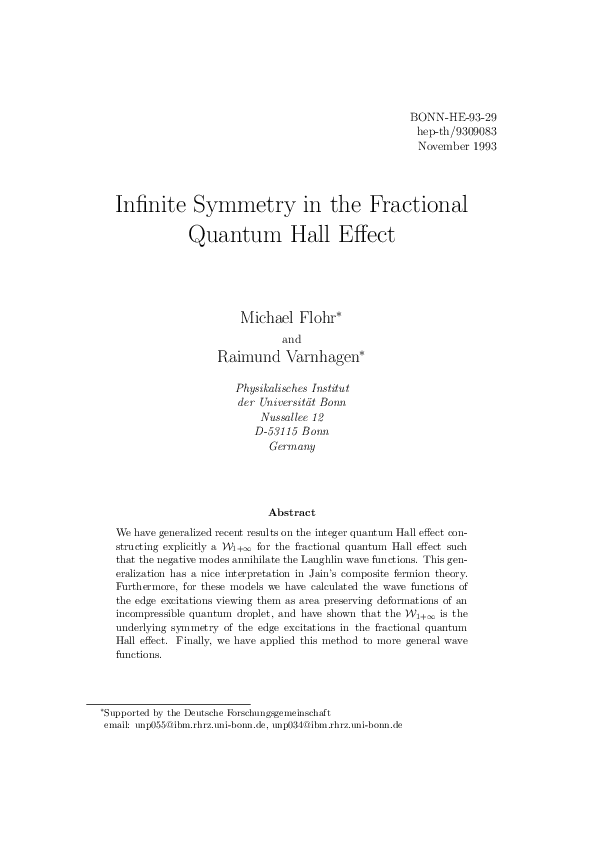 (PDF) Infinite symmetry in the fractional quantum Hall effect