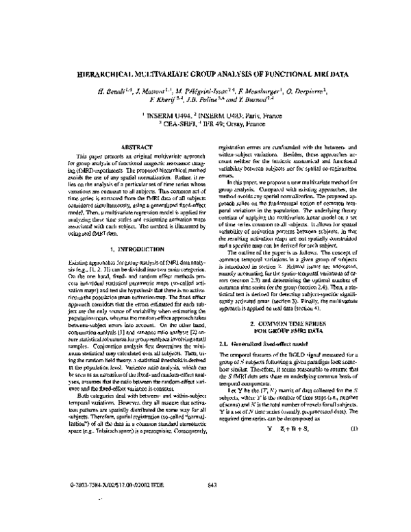 (PDF) Hierarchical multivariate group analysis of functional MRI data