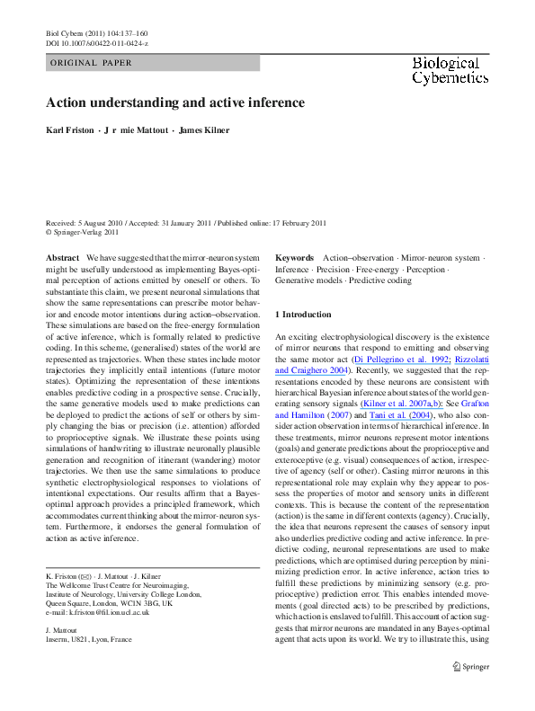 (PDF) Action understanding and active inference