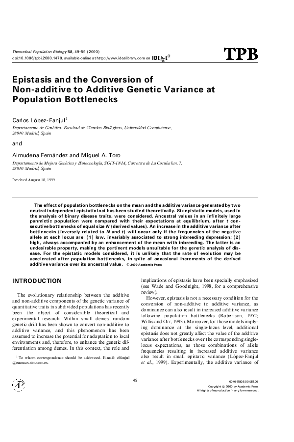 (PDF) Epistasis and the Conversion of Non-additive to Additive Genetic ...