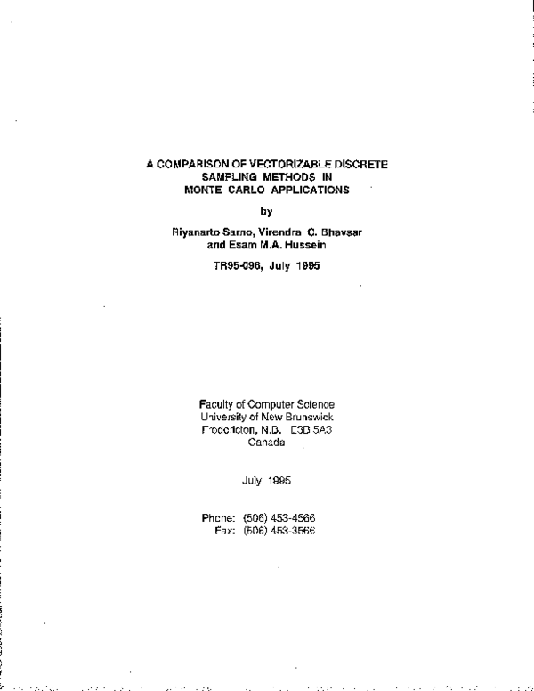 (PDF) A Comparison of Vectorizable Discrete Sampling Methods in Monte Carlo Applications