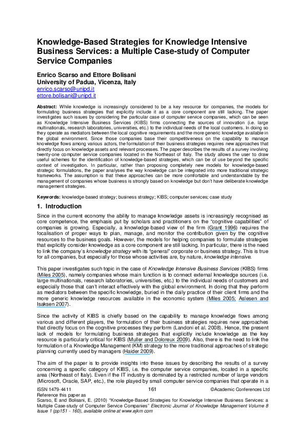 (PDF) Knowledge-Based Strategies for Knowledge Intensive Business ...