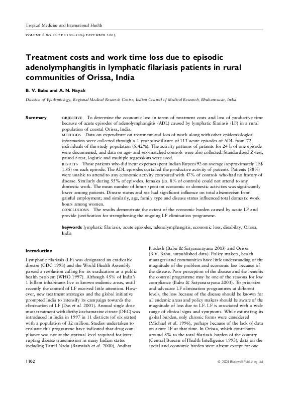(PDF) Treatment costs and work time loss due to episodic ...