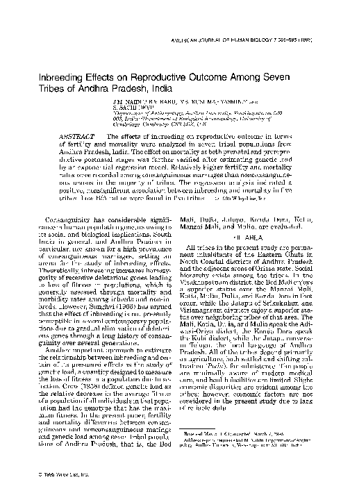 (PDF) Inbreeding effects on reproductive outcome among seven tribes of ...