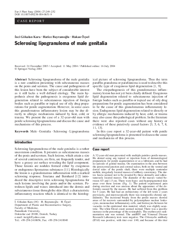 (PDF) Sclerosing lipogranuloma of male genitalia