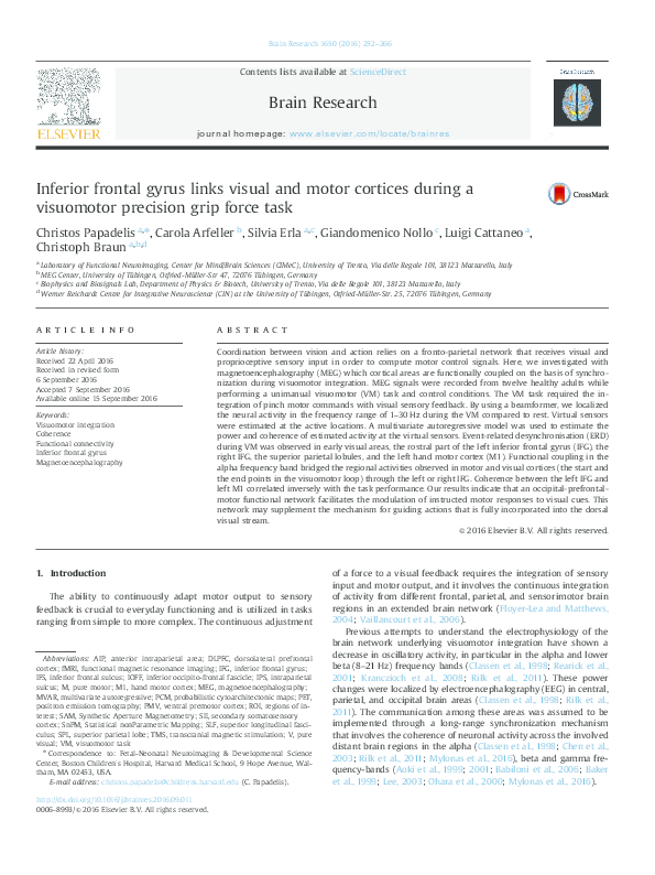 (PDF) Inferior frontal gyrus links visual and motor cortices during a ...