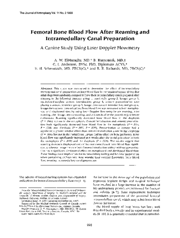 (PDF) Femoral bone blood flow after reaming and intramedullary canal ...