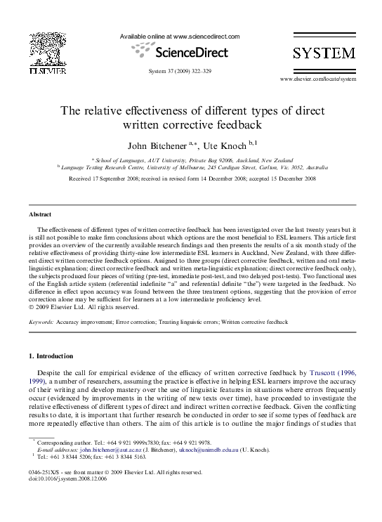 (PDF) The relative effectiveness of different types of direct written ...