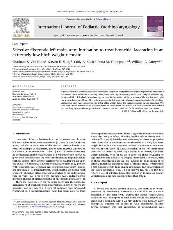 (PDF) Selective fiberoptic left main-stem intubation to treat bronchial ...