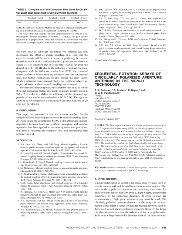 Pdf Sequential Rotation Arrays Of Circularly Polarized Cpw Fed
