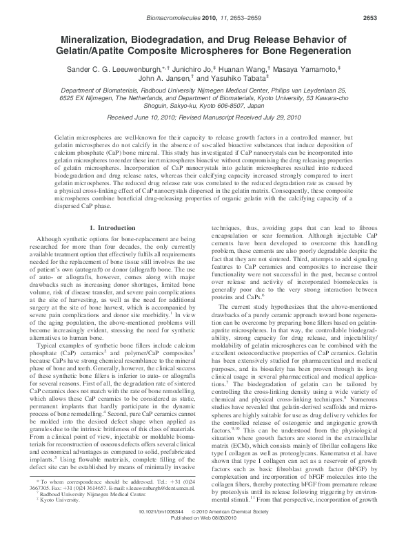 (PDF) Mineralization, biodegradation, and drug release behavior of ...