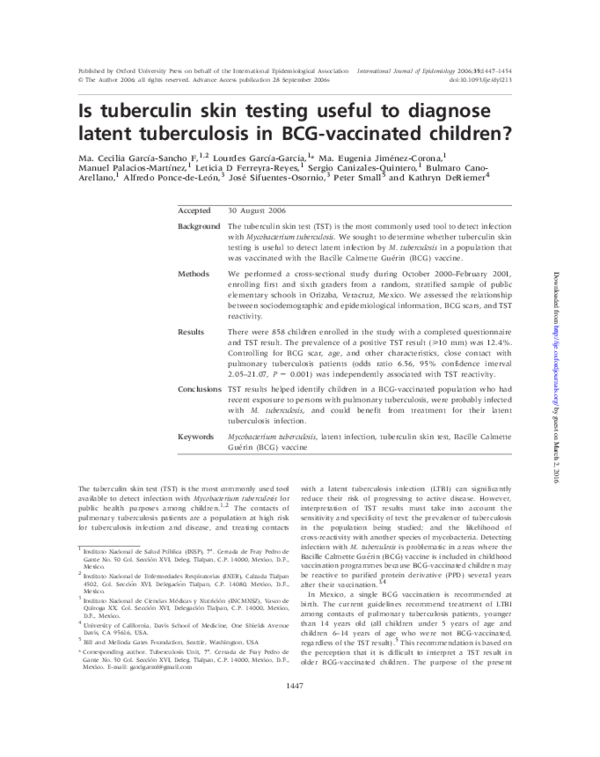 (PDF) Is tuberculin skin testing useful to diagnose latent tuberculosis ...