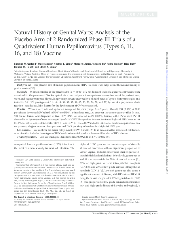 Pdf Impact Of The Quadrivalent Hpv Vaccine On Disease Recurrence In 0875