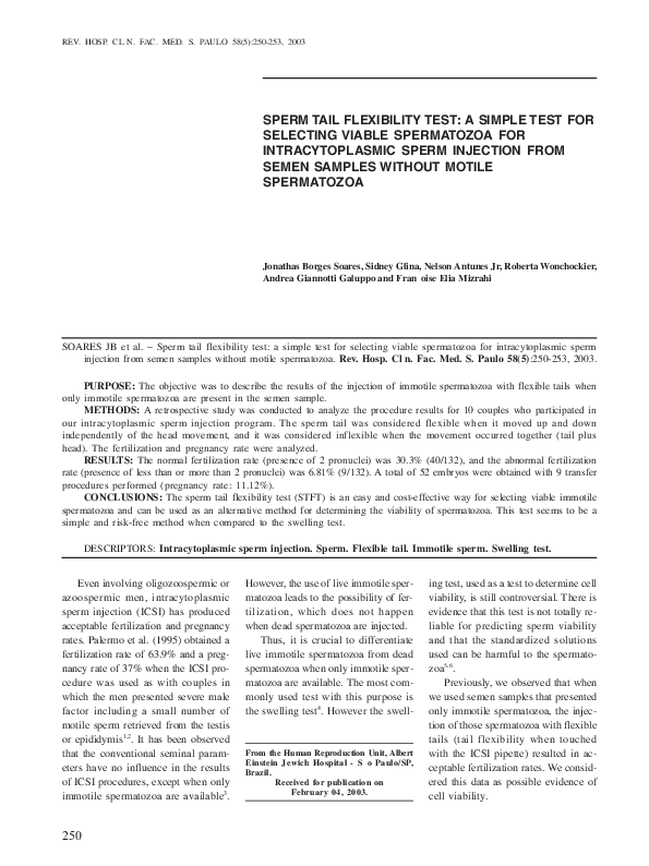 (PDF) Sperm tail flexibility test: a simple test for selecting viable ...
