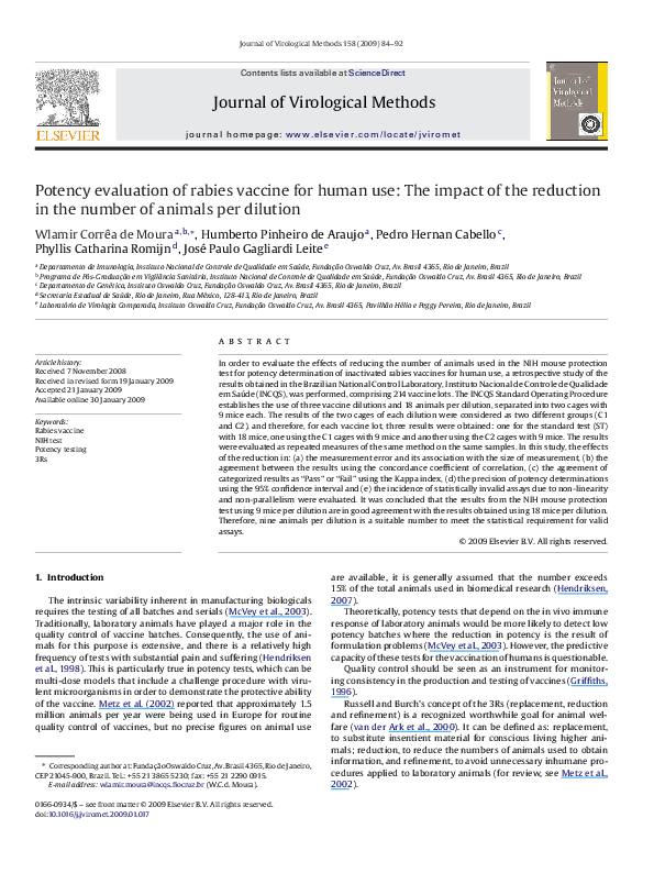 (PDF) Potency evaluation of rabies vaccine for human use: The impact of ...