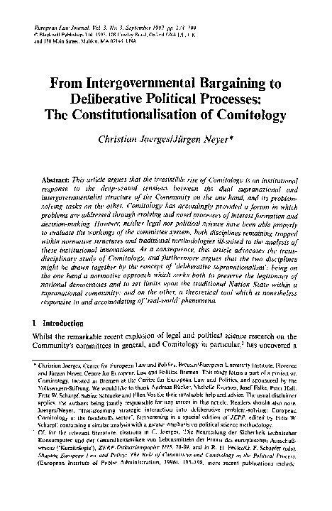 (PDF) From Intergovernmental Bargaining to Deliberative Political ...